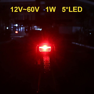 Bike Fender Electric Bike Front and Rear Light Set Input 12V 24V 36V 48V 60V Built-in Speaker E-Bike Headlight and Tail Light Mud Guards (Color : Front and Rear Light)