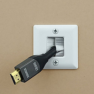 DATA COMM Hole Saw Brush Wall Plate - 2x2 In Wall Cable Management Plate to Hide Low Voltage Cables - Low Profile Recessed Cable Plate for Cable Pass Through – Hide TV Wires Behind the Wall - White