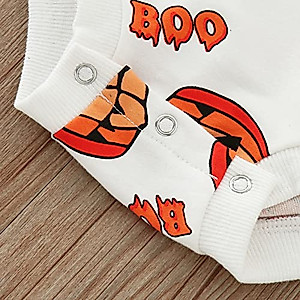 Newborn Baby Halloween Onesie Pumpkin Outfit Oversized Waffle Knit Sweater Bodysuit Pullover Baby Monster Sweatshirt Romper