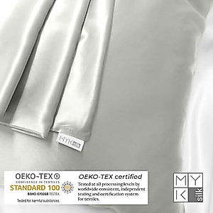 MYK Pure Natural Mulberry Silk Pillowcase, 19 Momme 600 Thread Count for Hair & Skin Care, Hypoallergenic and Cooling, Oeko-TEX, King Size, Undyed Ivory White