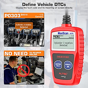Autel OBD2 Scanner 2023 Newest MS309 Automotive Check Engine Code Reader, Check Emission Monitor Status, CAN Diagnostic Scan Tool for All OBDII Protocol Vehicles After 1996