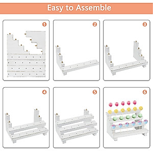 Anwelynd Pack 2 Cake Pop Stand Holder for Display, 44 Hole Solid Wood Lollipop Stand Holder for Weddings Baby Showers Birthday Parties Anniversaries Cake Pop Holder Cake Pop Stand