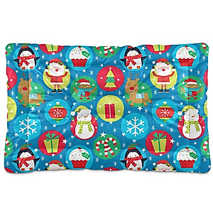 Coikll Cute Christmas Reindeer Snowman Santa Pet Bed Pad Soft Dog Bed Mat with Anti-Slip Bottom, Machine Washable Crate Pad Mattress for Dog Sleeping- 36 * 24inches