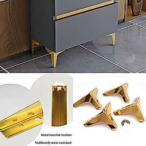 WANLIAN 4 Inch Furniture Legs, Metal Furniture Legs for Cabinet Sofa TV Stand Bookcase 4Pcs (Gold)