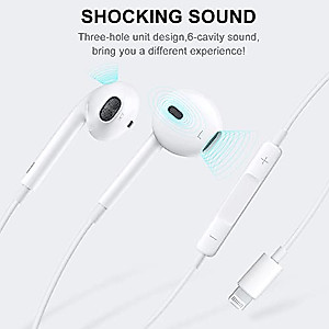 Wired Lightning Headphones, MFi Certified ZNOOGRN Wired Earbuds for iPhone in-Ear Earphones with Microphone Volume Control Noise Isolation Earphones