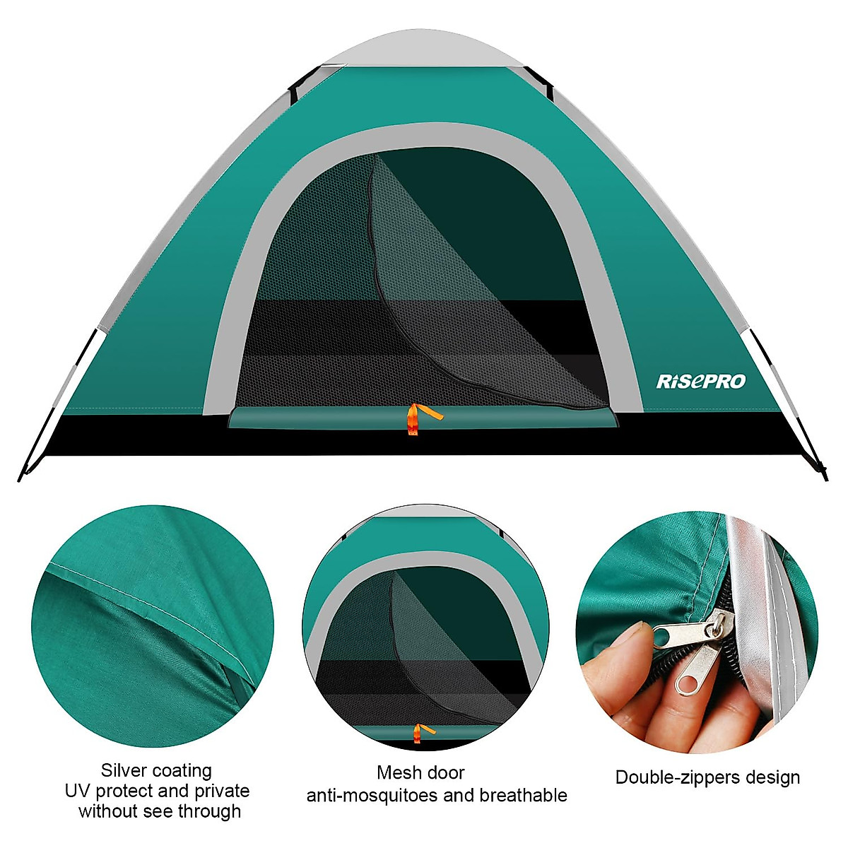 RISEPRO Portable Camping Tent, 2 Person Lightweight Tent,Waterproof Windproof, UV Protection, Perfect for Beach, Outdoor, Traveling,Hiking,Camping, Hunting, Fishing, etc CT2020G