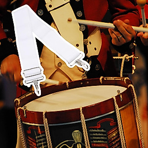 Yibuy 1.97inch Wide White Nylon Adjustable Snare Drum Sling Strap Belt Marching Percussion Accessory