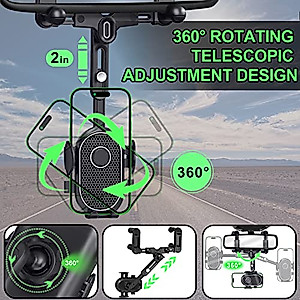 Rearview Mirror Phone Holder for Car, Rotatable and Retractable Car Phone Holder Mount, 360° Rotating Rear View Mirror Phone Holder Multifunctional Adjustable Mount for All Smartphones and Cars