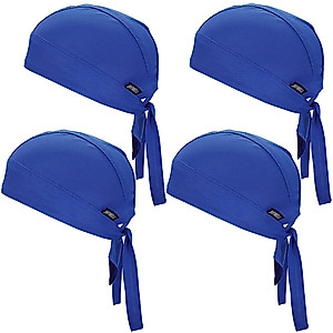 JHYWELL Dew Rag Blue Doo Rags Hard Hat Liner Sweat Wicking Beanie Helmet Cooling Heap Wraps for Men and Women (Blue 4 Pack)