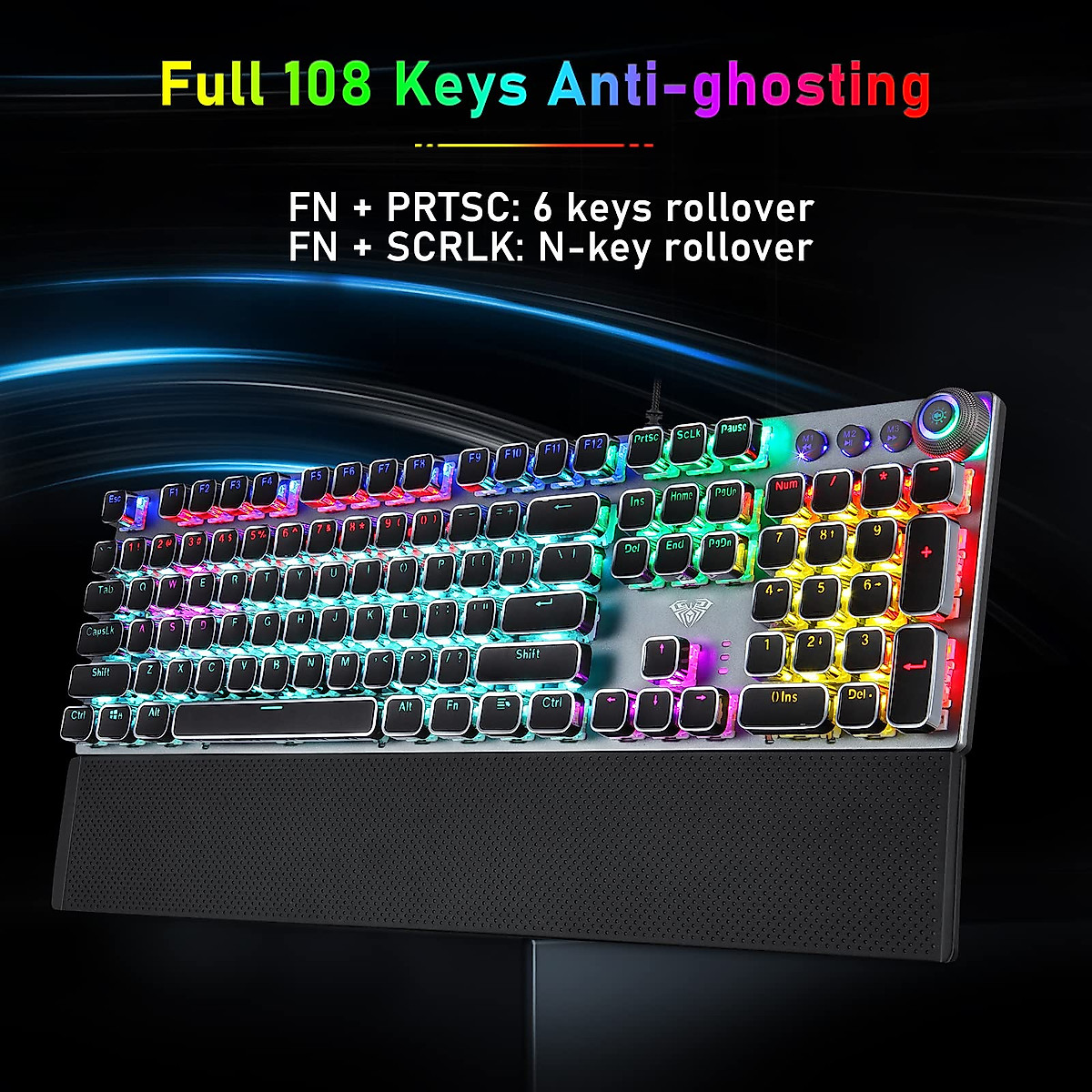 AULA Punk Black Gaming Keyboard and Mouse Combo (F2088 Wired Blue Switches Mechanical Keyboard + SC100 Black Wireless Gaming Mouse)