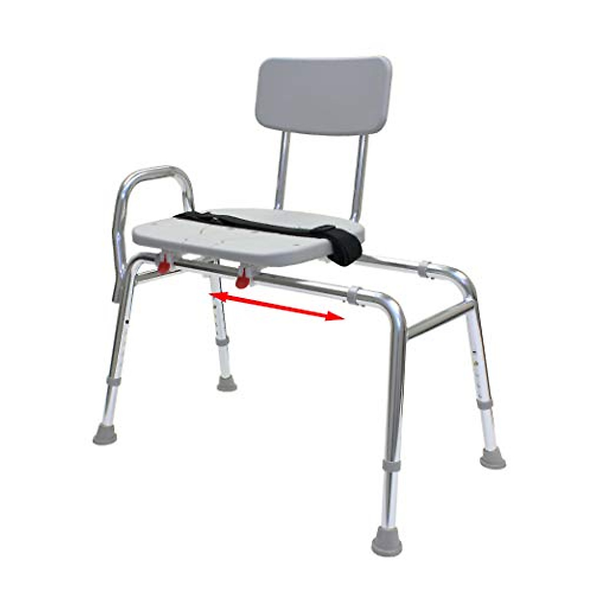 Pro-Slide Bathtub Transfer Bench and Sliding Shower Chair with Cut Out for Additional Cleaning (70311). Multiple Safety Features, Tool-Less Assembly, Height Adjustable and High Weight Capacity.