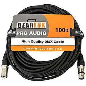Gearlux DMX Cable 100ft 3-Pin Male-to-Female - 2 Pack
