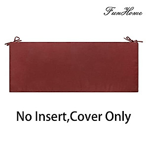 Outdoor Bench Cushion Cover 42 x18 x 3 inch,Waterproof with Zipper&Ties,Fade-Resistant Slipcover,Patio Porch Swing Cushion Cover Replacement Only,No Insert(Dark Red)
