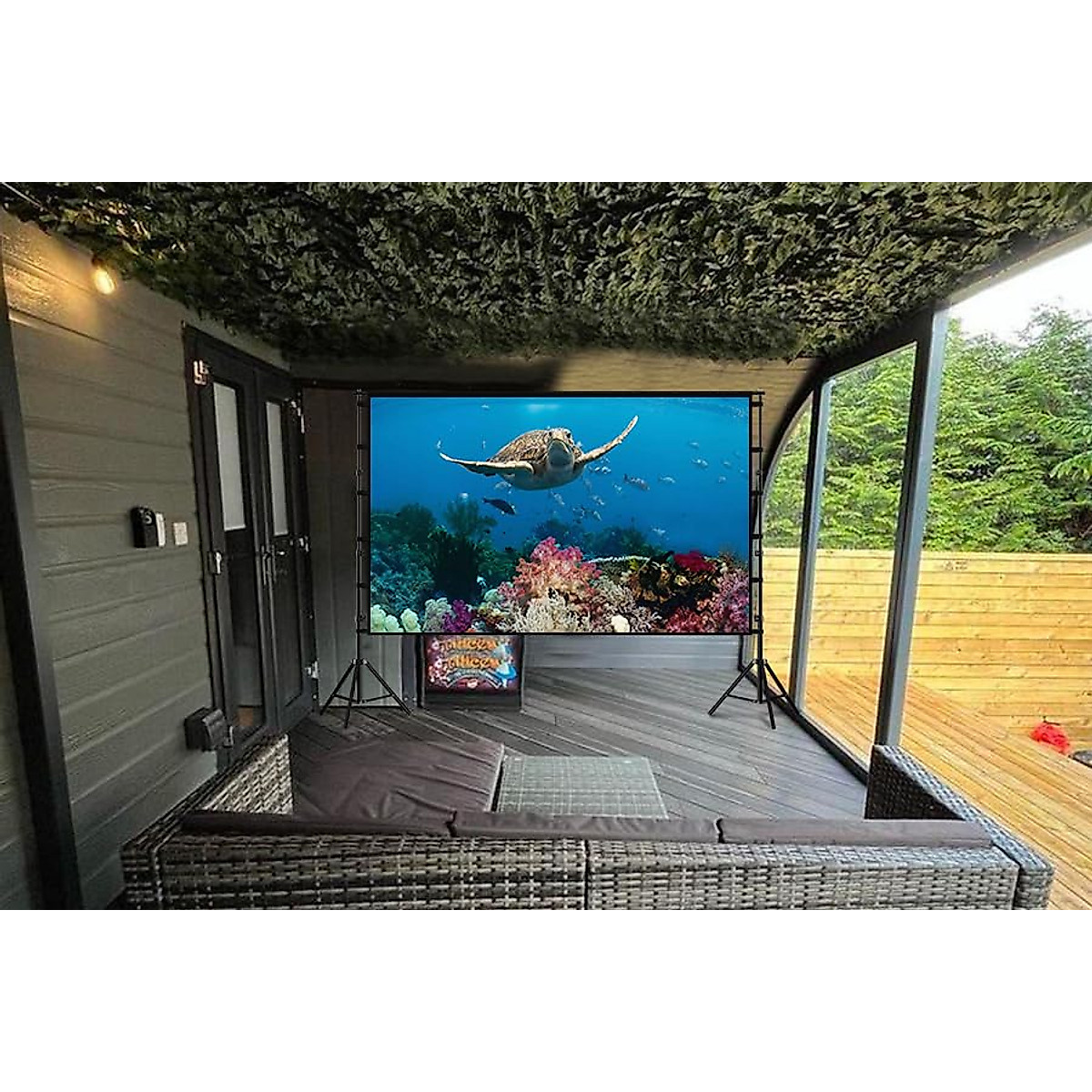 Projector Screen and Stand, lejiada150'' Upgraded Large Projection Screen Anti Crase Foldable with Carry Bag for Party Outdoor Movie Nights, Film Festivals, Business Presentations, Meetings, Home