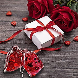 Llxieym 150 Pieces Valentine's Day Love Heart Organza Bags Gift Bags Jewelry Pouches Drawstring Pouches Candy Goodies Bags Food Storage Bags for Valentine's Day Wedding, 3 x 4 Inches