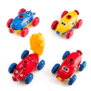 KIDDEO Balloon Launcher Toy Set. 71pcs - Monster Face Pump, 50 Balloons, Rocket Launcher Pad, 12 STEM Toys, incl 4 Balloon Powered Car Toys, 2 Spaceship Toy, 2 Astronaut Figure and More. For Kids 3+