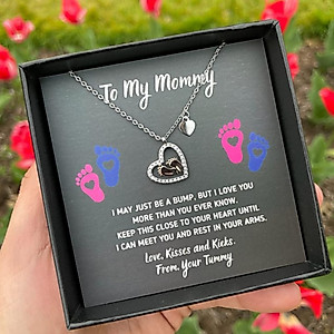 Baby Feet Jewelry Necklace, Mommy To Be Gifts For 1st Time Mom, To My Mommy Necklace Baby Bump, Gifts For Pregnant Women Mom To Be (Standard Box, Baby Feet Necklace)