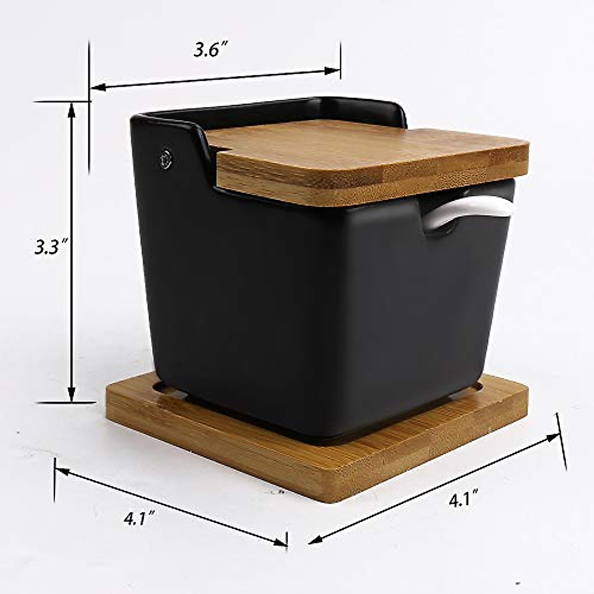 Sugar Bowl with Lid and Spoon,Ceramic Sugar Jar with Spoon and Tray,Black Sugar Condiment Containers Holder for Sugar Bowl Serving Tea,Coffee,Spice,Salt