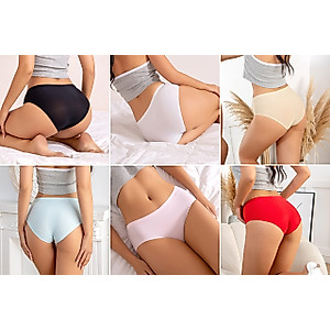Women’s 6 Pack Seamless Basic Invisible Underwears Bikini Hipster Briefs Panties FULL BACK 6 Colors Large