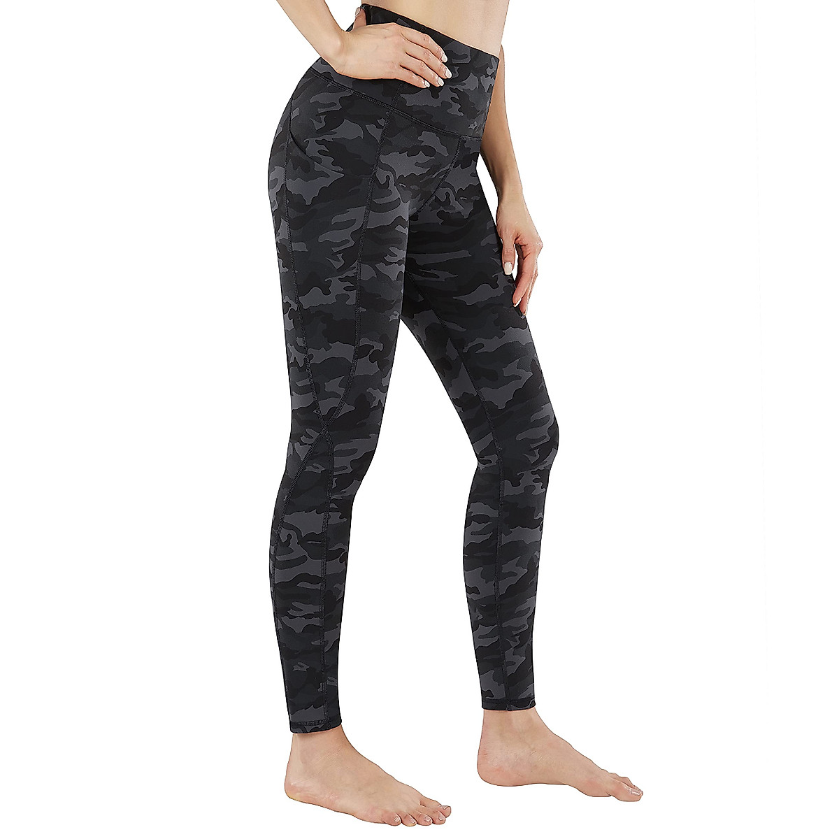 PHISOCKAT 2 Pack High Waist Yoga Pants with Pockets, Tummy Control Leggings, Workout 4 Way Stretch Yoga Leggings