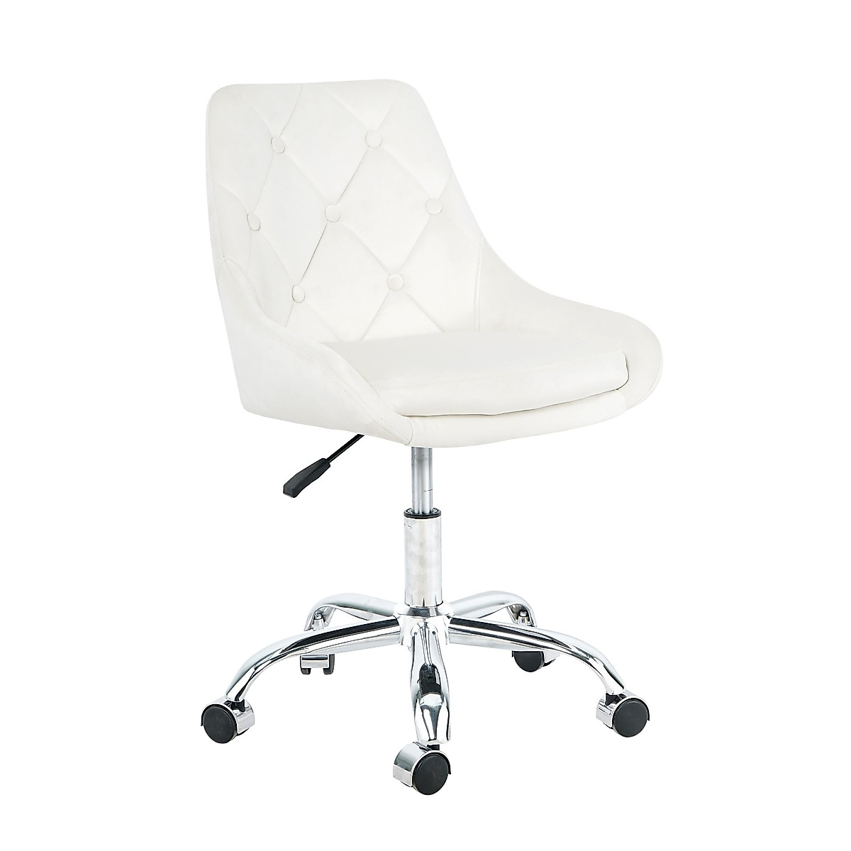 Warmiehomy Office Desk Chair with Wheels, Modern Velvet Vanity Chair with Mid Back, Ergonomic Computer Task Study Chair 360 Degree Swivel Height Adjustable for Office Make Up Bedroom,Sliver-Beige