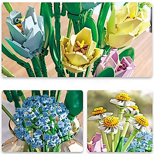 Auspcers Sunflower Bouquet Building Kits Set, Flowers Botanical Collection Building Block DIY Toy, 837PCS Artifitial Flower Bouquet Building Set, Botanical Collection for Home Decoration Wedding