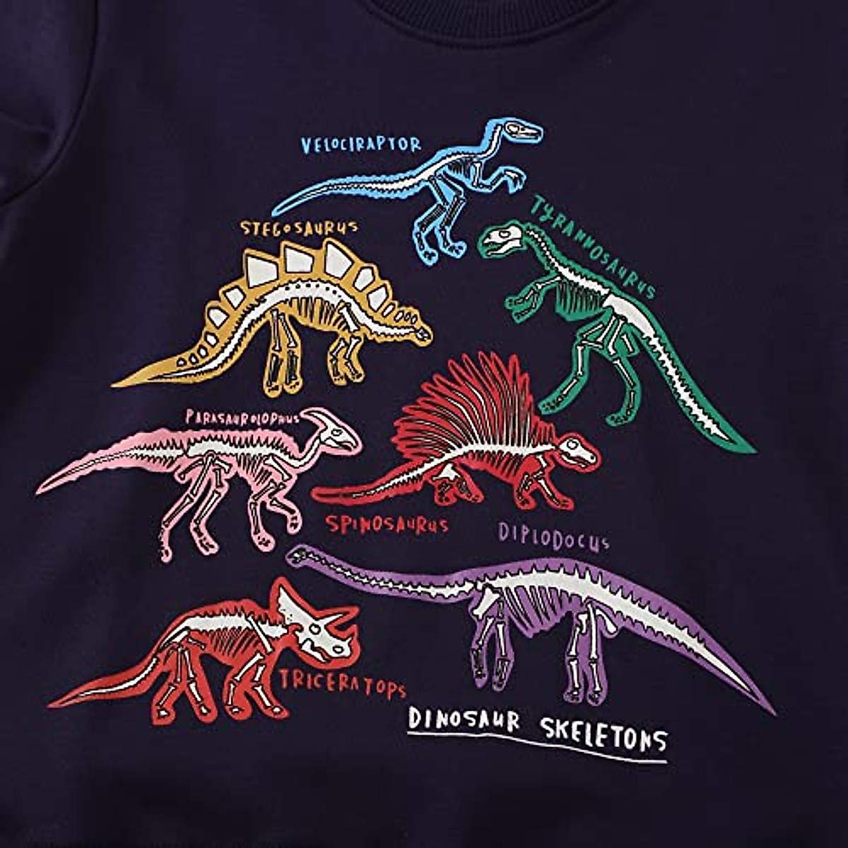 Toddler Boy Dinosaur Halloween Sweatshirts Dino Skeleton Glowing Shirts Long Sleeve T-Rex Bones Graphic Pullover Tops for Kids 3t/8154