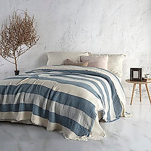 Benva Home Queen Size Cotton Blanket Muslin Throw Blanket for Couch 4-Layer Woven Blanket Breathable Blanket All Season Soft and Lightweight Blankets for Adults Cotton Blanket 90 x 90 inc (Purple)