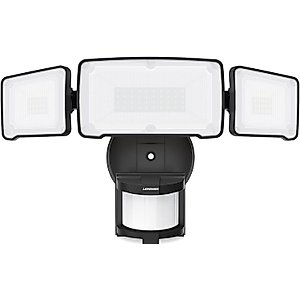 LEPOWER LED Motion Sensor Security Lights, 3 Head Motion Detected, 38W, 4200LM, Waterproof IP65, 5500K, Full Metal for Outdoor, Garage, Porch, Yard (Not Solar Powered, Black)