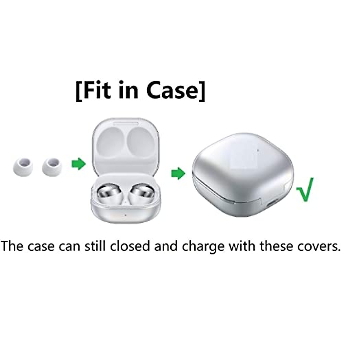 Silicone Ear Tips Replacement for Galaxy Buds Pro , JNSA Replacement Earbuds Tips Compatible with Galaxy Buds Pro Earbuds 6 Pairs SML Silver (GBP8PW)