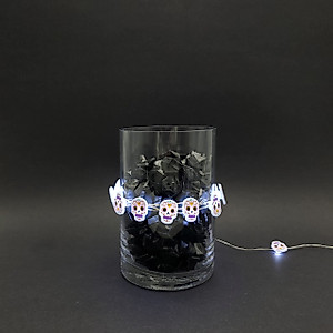 LumaBase Battery Operated LED Fairy String Lights with Sugar Skull Motif - Set of 2