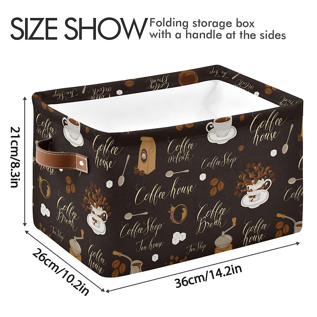 Tea Coffee Storage Basket Bins Decorative Toy Organizer Bins Laundry Hamper Baskets with Handles for Home Boys Girls Office Closet Shelf Nursery Baskets,1 pcs