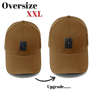 Big Head Hats for Men Oversize Cotton XXL Baseball Cap Large Head Hats Plus Size Hat Adjustable 23"-25.5" (Khaki)