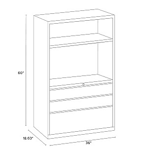 Hirsh Industries Metal Office Filing and Bookcase Storage Cabinet Combo - Black