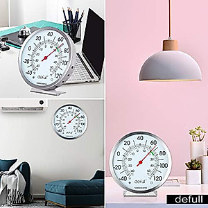 Indoor Outdoor Thermometer 5 inch Stainless Steel Wall Thermometer High Precision Weather Dial Thermometer with Mounting Bracket for Patio, Pool, Kitchen, Garden, Wall and Room Decorative