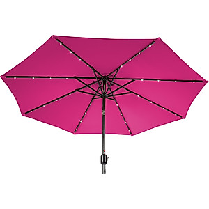 Trademark Innovations Deluxe Solar Powered LED Lighted Patio Umbrella - 9' (Pink)