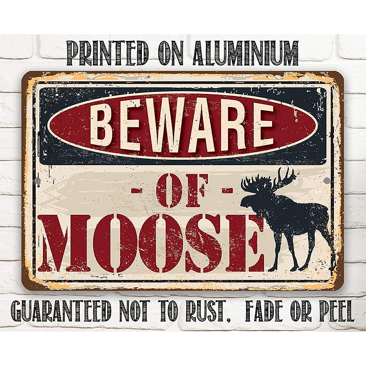 Beware of Moose - Rustic Metal Sign for Home, Cabin, Hunting Lodge, Outdoors and Lake House Display, Perfect Gift Idea for Nature and Wildlife Lovers, 8x12 Indoor/Outdoor Durable Metal Sign