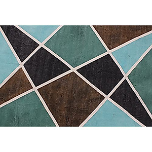 Casavani Hand Made Cotton Dhurrie Geometric Blue & Brown Tassel Rug Easy Care Washable Rugs for Doormat Entryway Living Room Bedroom Hallway Balcony 5x7 Feet