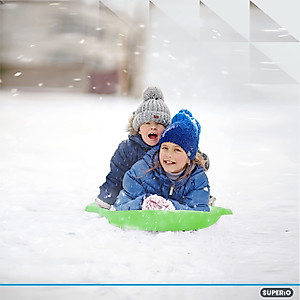 Superio Round Snow Saucer Sleds- 24” Plastic Disc Sleds for Kids and Adults- Heavy Duty Sled Discs with Handles for Downhill Sledding, Winter Outdoor Sports, (Red, Blue, Green, Purple)