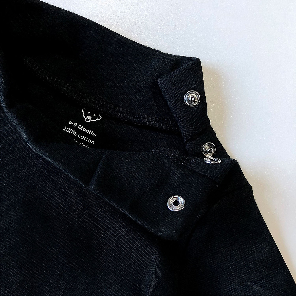 ROMPERINBOX Solid Black Baby Turtleneck Bodysuit Long Sleeve Outfits (Black,18-24 Months)