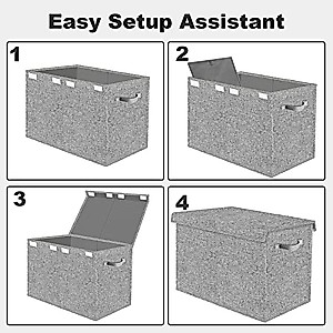 VERONLY Toy Box Chest Organizer for Boys Girls,Kids Large Collapsible Storage Bin Container with Oxford Fabric Flip-Top Lid & Handles for Clothes,Blanket,Nursery,Playroom,Bedroom,Stuffed Animals 25” x 13 “x 16”(Light Grey)