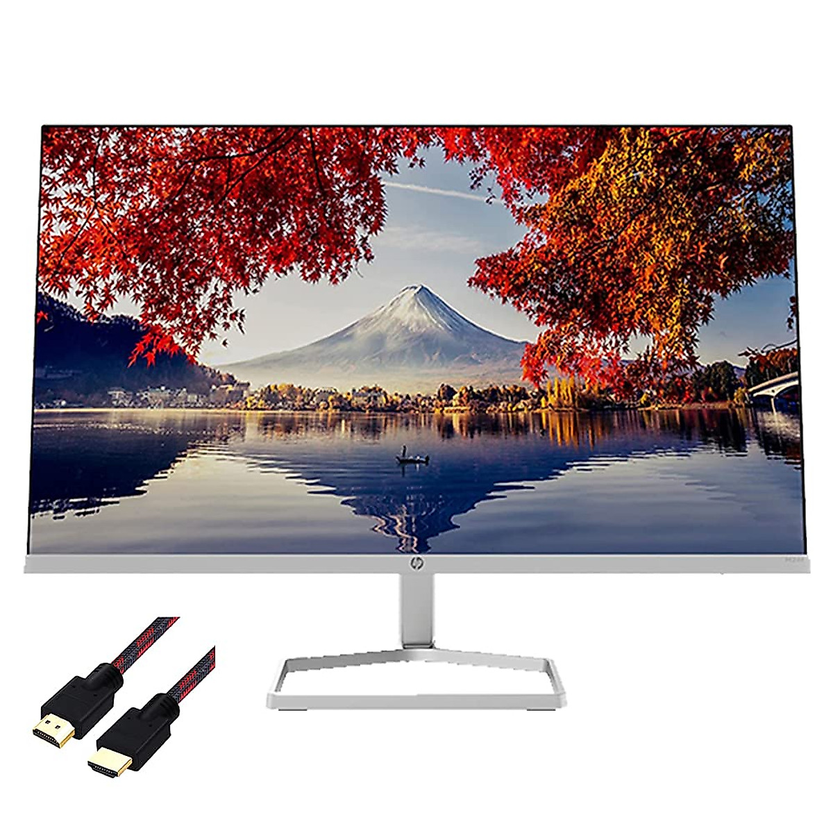 HP New M24f Monitor - 2D9K0AA#ABA - 23.8" FHD 1080p IPS LED Anti-Glare Monitor, Silver and Black - AMD FreeSync, 70Hz, 300 nits, HDMI & VGA Ports, Tilt + HDMI Cable