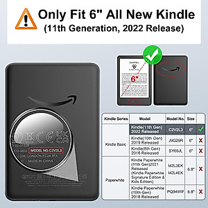 MoKo Case Fits 6" All-New Kindle (11th Generation-2024/2022 Release), Lightweight Shell Cover with Auto Wake/Sleep for Kindle 2024/2022 11th Gen e-Reader, Black