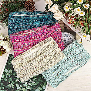 Whaline Ear Warmer Headband for Women Pink Blue Confetti Thick Crochet for Men Women Girl Outdoor Sports Skiing Camping Hiking, 4 Pack