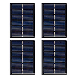 Solar Panel, 4Pcs 3V 0.3W Polycrystalline Silicon DIY Safety Solar Power Charging Panel with Cable, Intelligent Stabilized Voltage Control, 65x48mm