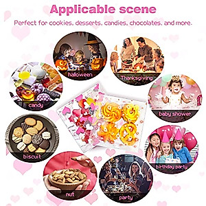 200pcs Small Self Adhesive Treat Bags Decorated Cookie Bags Resealable Treat Bags Heart Cellophane Plastic Individual Candy Bags for Wedding Valentine's Day Birthday Party 3.94" x 3.94"