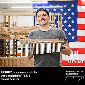 TreeWorks Chimes Full Size Bar Chimes with Dampening Arm and Bag — Made in U.S.A. — Single Row, Tennessee Hardwood (TRE630)