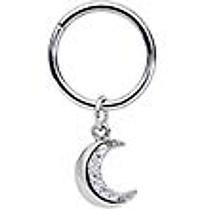 Body Candy 16G Steel Hinged Segment Ring Seamless Dangle Cartilage Clear Accent Crescent Moon Nose Hoop 3/8"