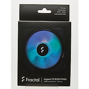 Fractal Design Aspect 12 RGB 120 mm PWM Wide 500-2000 RPM Range Black Frame Computer Fan