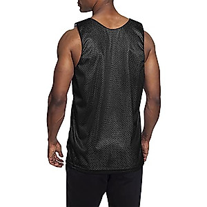 Mens Reversible Basketball Jersey Premium Moisture Wicking Mesh Tank Top (Large, 1ih05_Black)